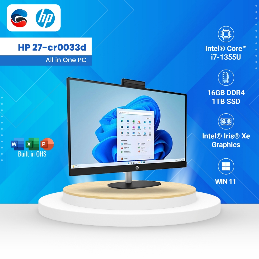 Jual HP PC AIO 27 CR0033D Intel Core I7 1355U 16GB 1TB WIN11 Black 90J65PA | Shopee Indonesia