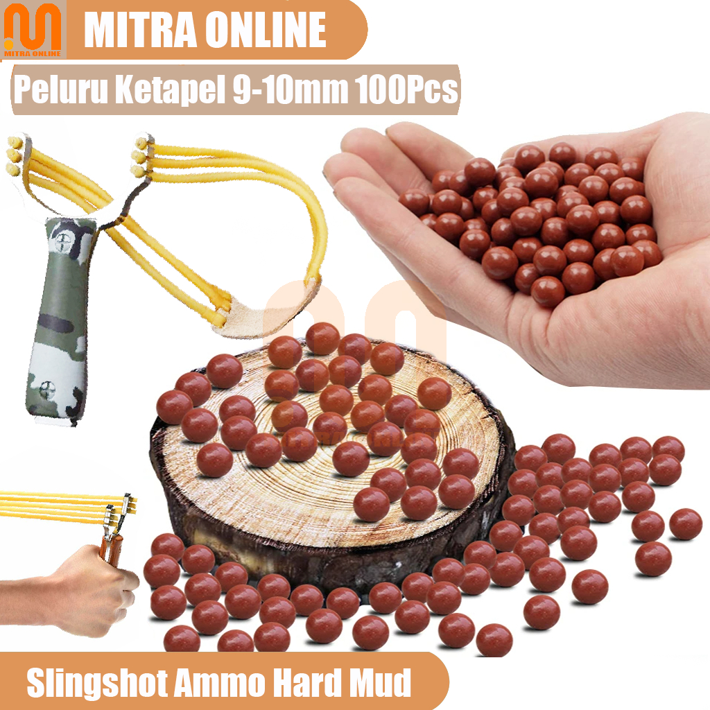 Jual Yernea Peluru Ketapel Slingshot Ammo Hard Mud Balls 9-10mm 100PCS ...
