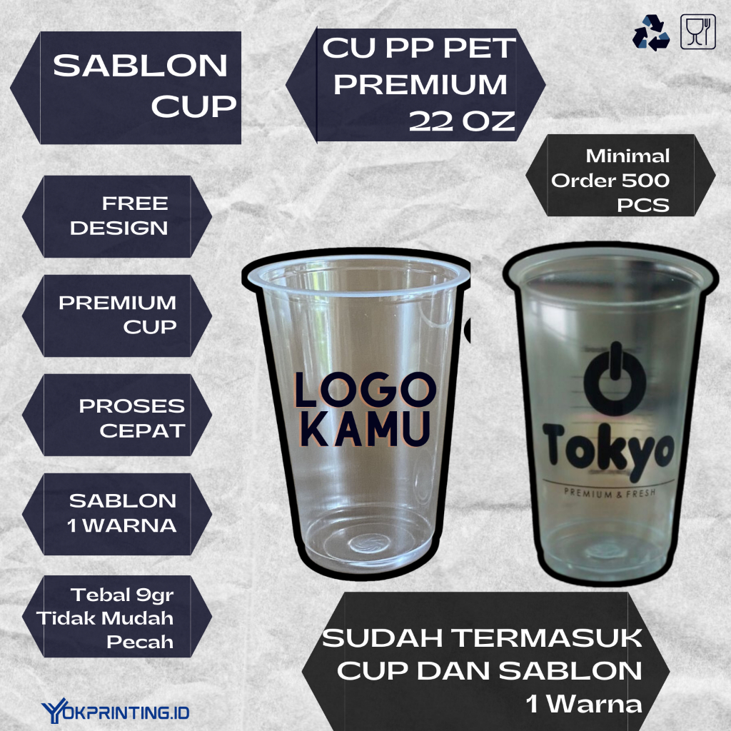 Jual Sablon Cup Gelas 22 Oz 8,5gr Cup Gelas Plastik Sablon 1 Warna Merk Starindo | Shopee Indonesia