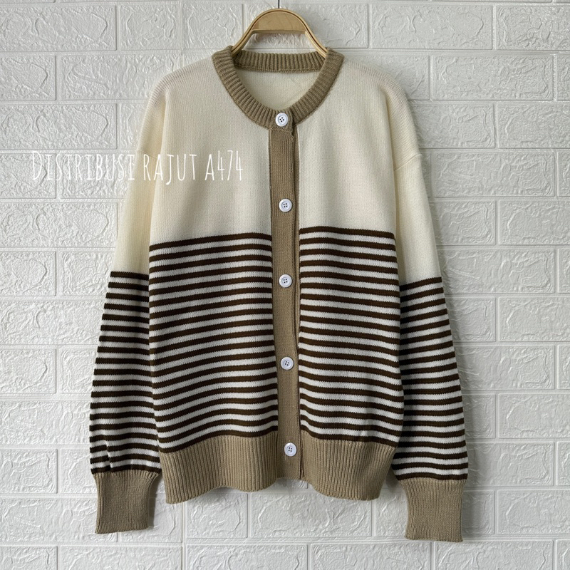 Jual NOVA ASILLA STRIPE CARDY ATASAN CARDIGAN RAJUT KOREA MOTIF BLASTER ...