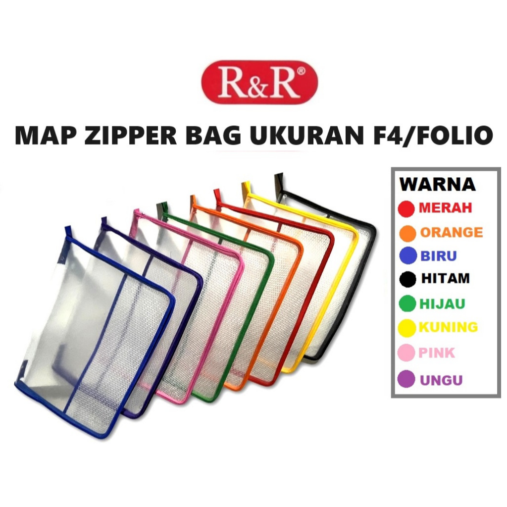 Jual map plastik zipper bag / tas resleting r&r uk. / ukuran folio / f4 ...