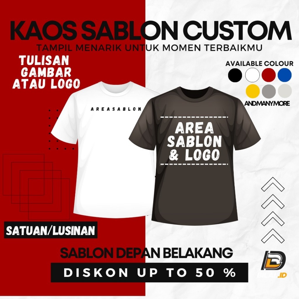 Jual Kaos Polos Custom Satuan Desain Sendiri Teknik Sablon Digital ...