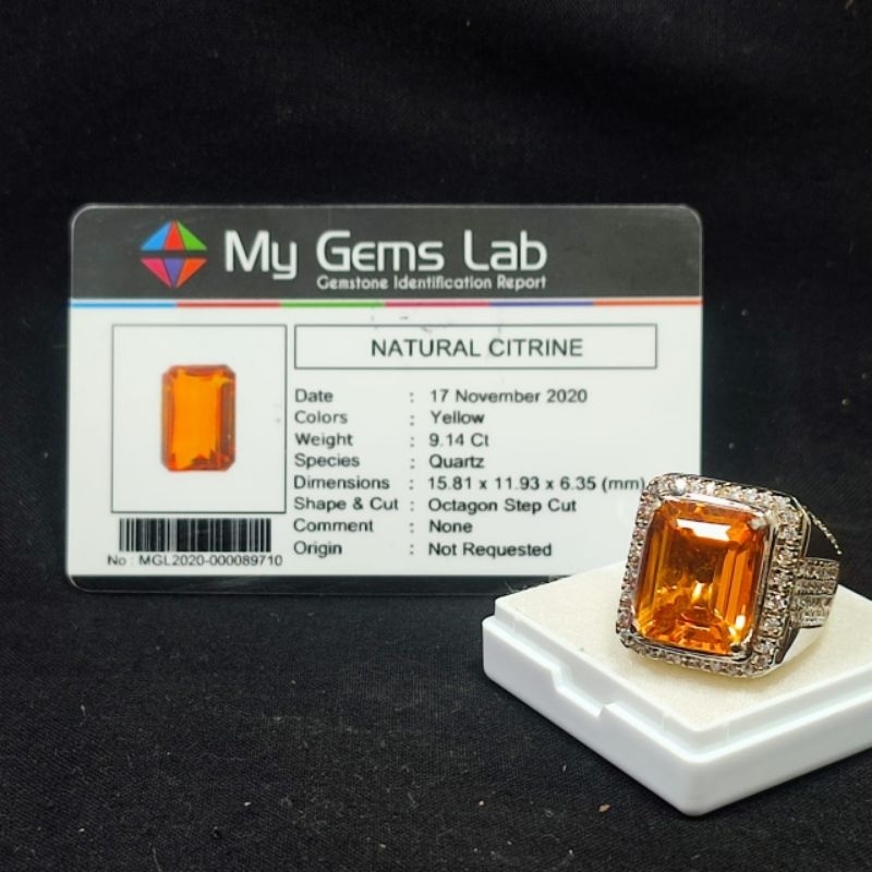 Jual BATU PERMATA YELLOW CITRINE BERSERTIFIKAT MEMO LAB SIAP PAKAI ...