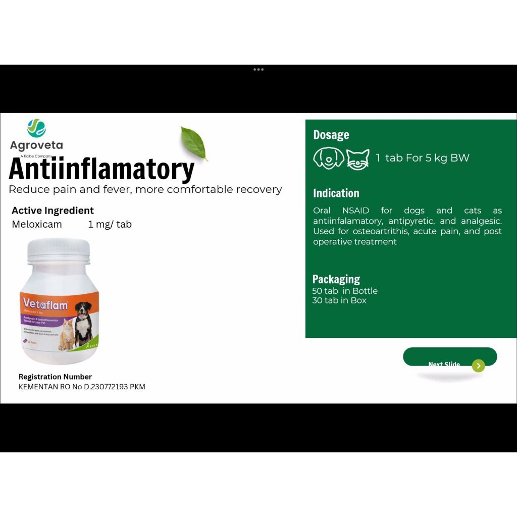 Jual Vetaflam 1 Botol (isi 50 Tablet)- meloxicam 1 mg antiinflam ...
