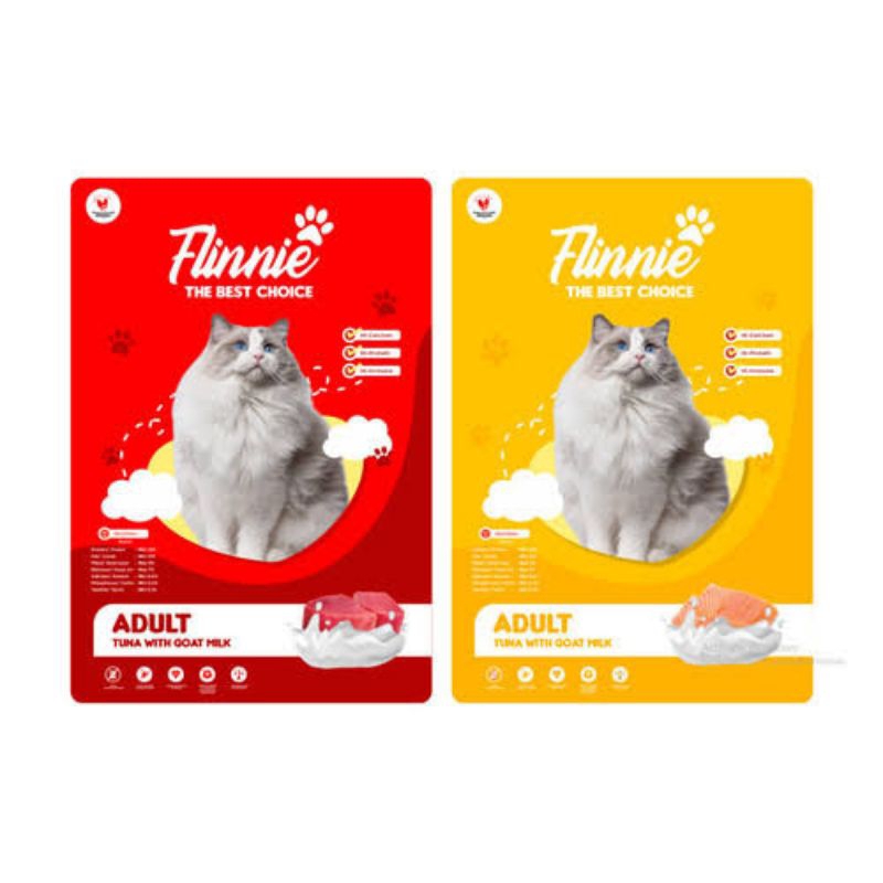 Jual makanan kucing flinnie adult cat food 500 gr rasa tuna dan salmon ...