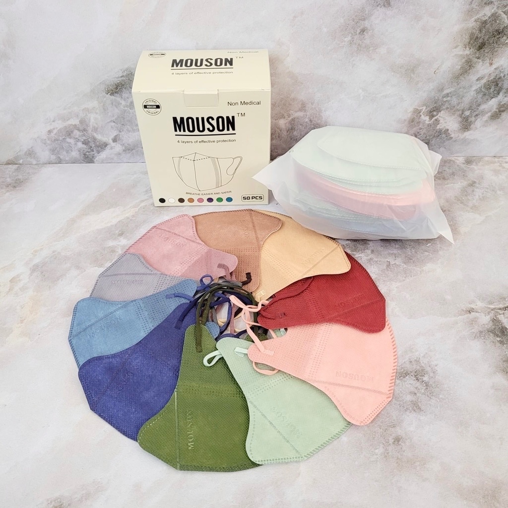 Jual Masker Duckbill Mouson Rainbow Mix Warna Warni 4Ply Original Putih ...