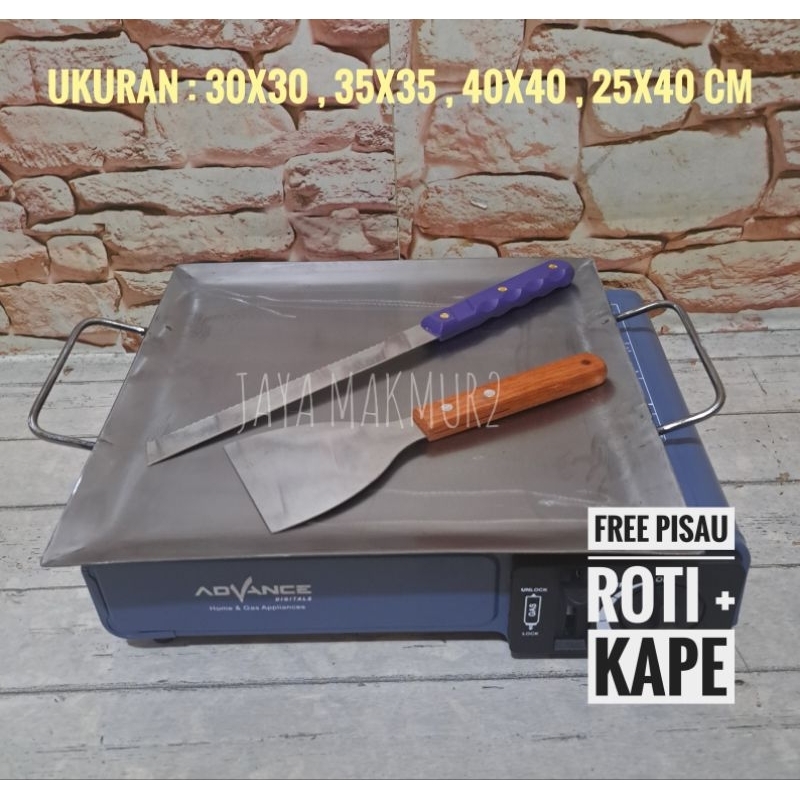 Jual Wajan persegi plat baja kuat panggangan roti bakar sosis burger ...