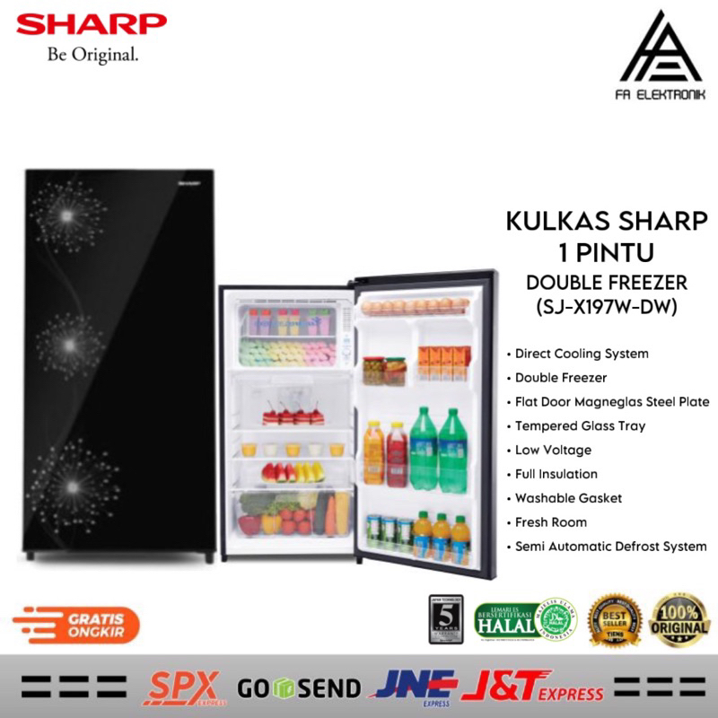 Jual SHARP Kulkas 1 Pintu Double Freezer SJ-X197-WDW | Shopee Indonesia