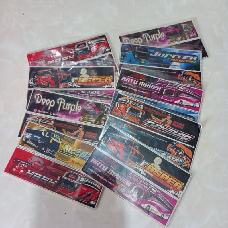 Jual 5 pasang sticker bus stiker bis random memanjang kesamping, 10pcs ...