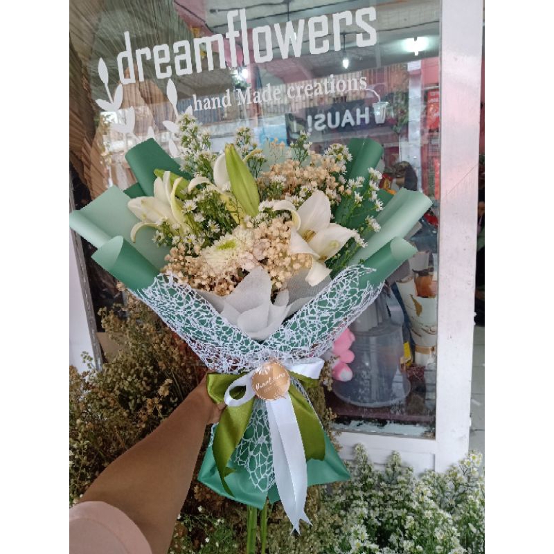 Jual buket bunga Lily segar 5pcs ukuran ukuran 50cm khusus pengiriman ...