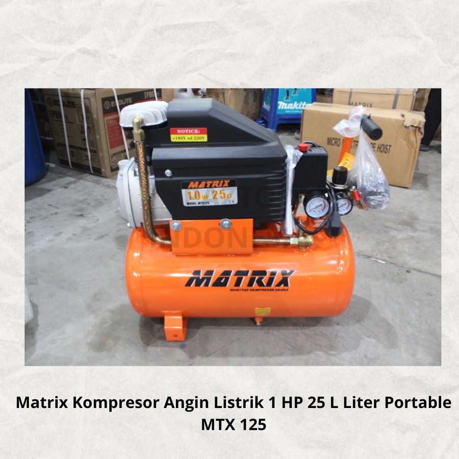 Jual Matrix Kompresor Angin Listrik 1 HP 25 L Liter Portable MTX 125 ...