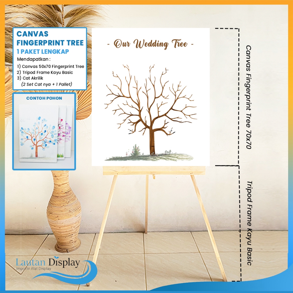 Jual (1 Paket) Standing Canvas Wedding Tree Fingerprint Ukuran 50x70 cm ...
