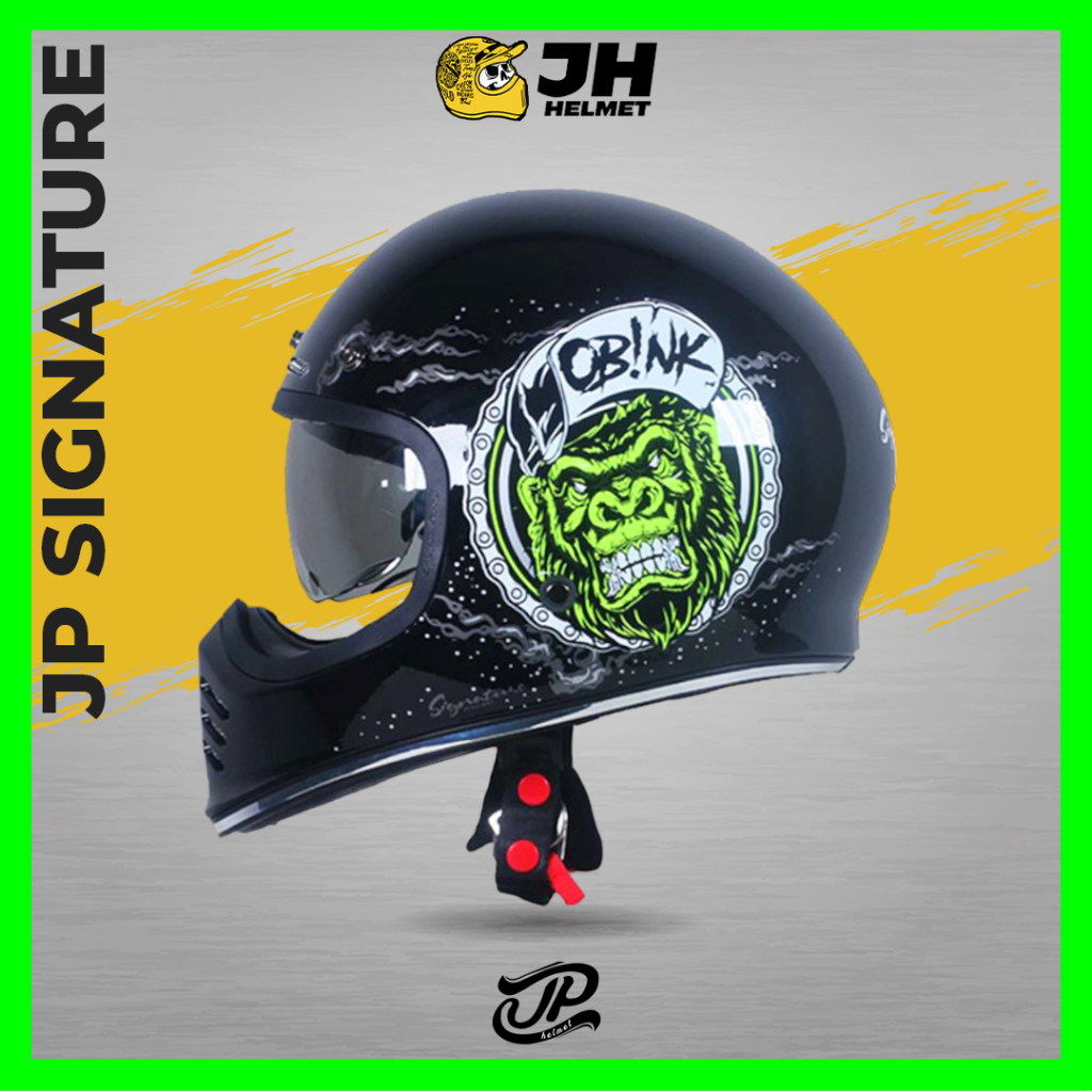 Jual Helm JP Signature Motif SG10 Obink Black Glossy | Helm Cakil ...