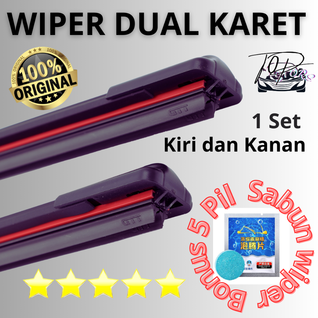 Jual Wiper Frameless Dual Blade 2 Lapis Karet Murah Universal Semua Tipe Mobil 1 Pasang Kiri Dan ...