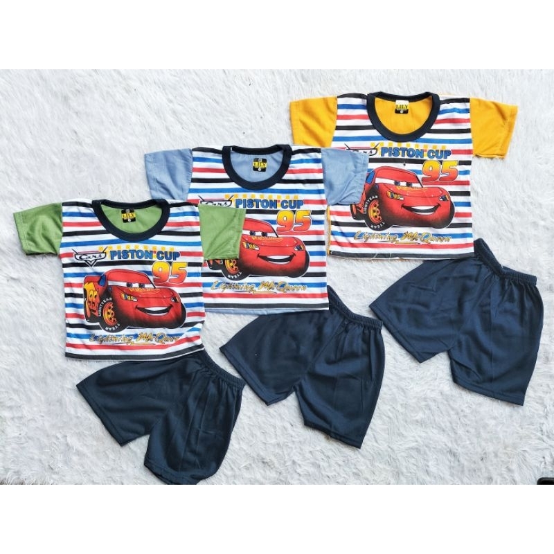 Jual Setelan pendek anak laki laki karakter murah / baju main 1 tahun SET LILY COWOK | Shopee ...