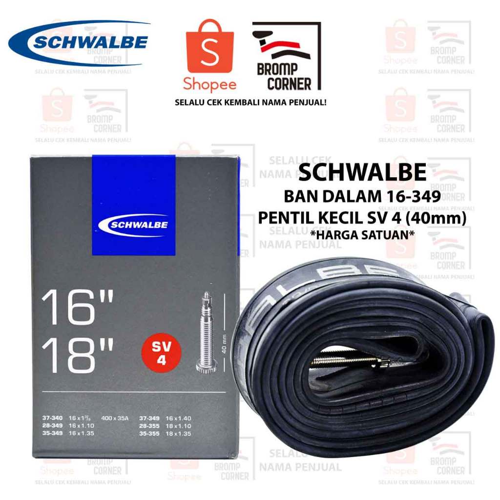 Jual SCHWALBE BAN DALAM 16-349 PRESTA ATAU PENTIL KECIL SV 40mm | Shopee Indonesia