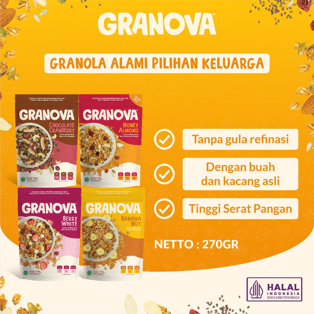 Jual Granova - Granola 270 gr x 1 pc (Honey Almond, Choco Cranberry ...