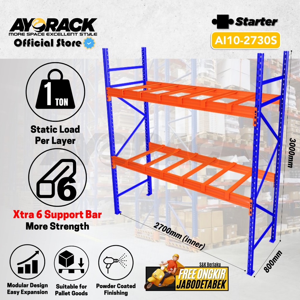 Jual AYORACK PALLET RACKING 1 TON AI10-2730S - RAK PALET HEAVY DUTY ...