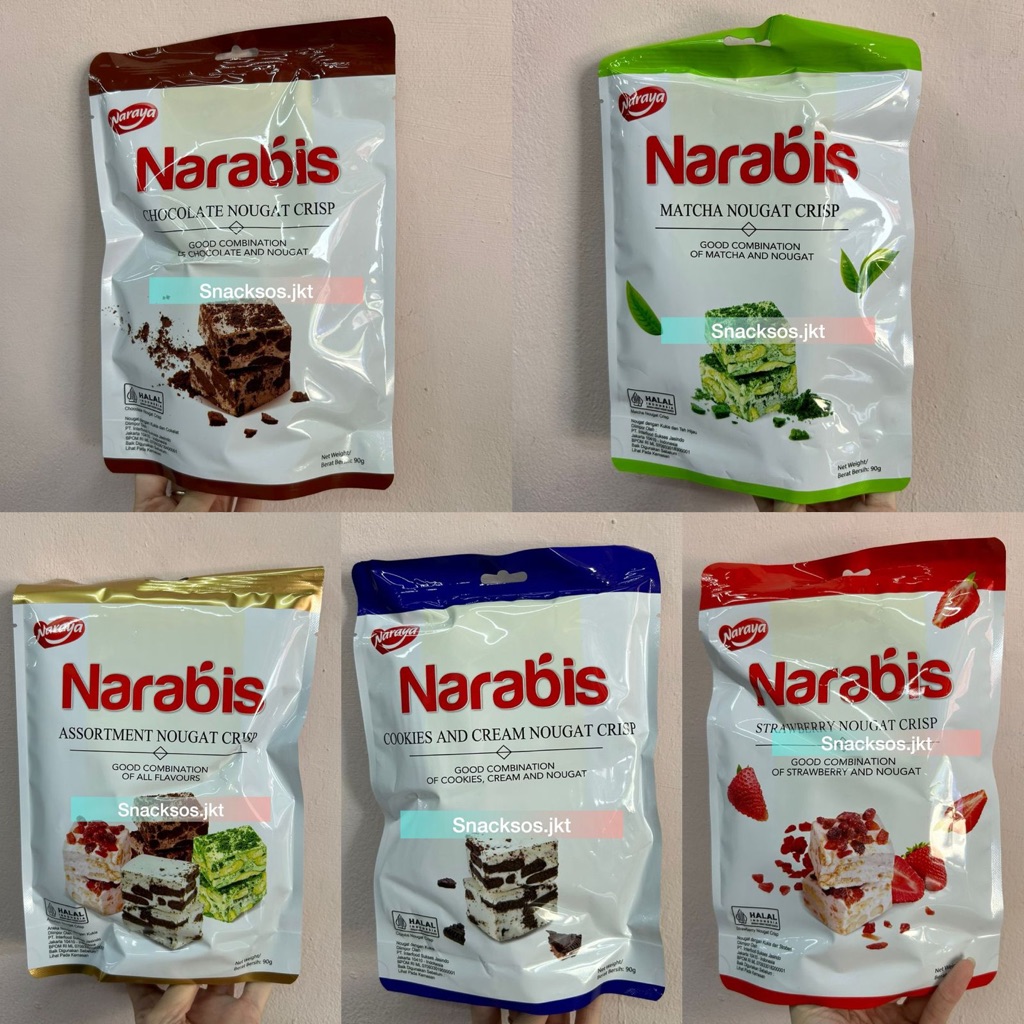 Jual [SMALL 90GR] NARAYA NARABIS NOUGAT CRISP CHOCOLATE / STRAWBERRY ...