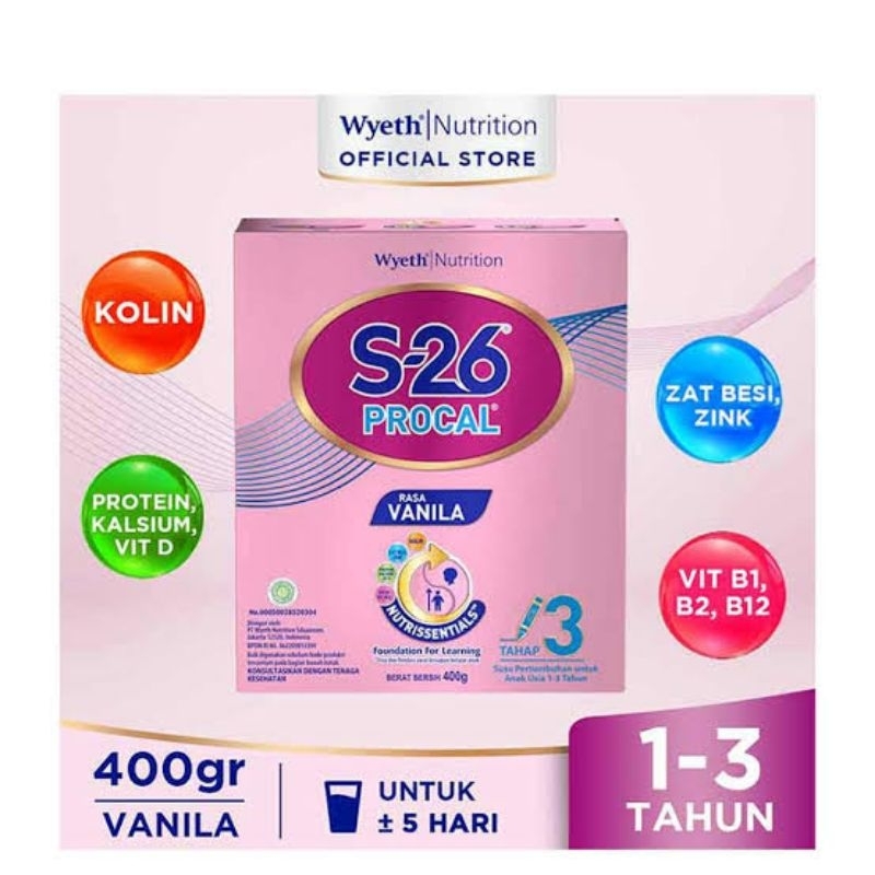 Jual S-26 Wyeth nutrition PROCAL tahap 3 untuk usia 1-3 tahun dos dan ...