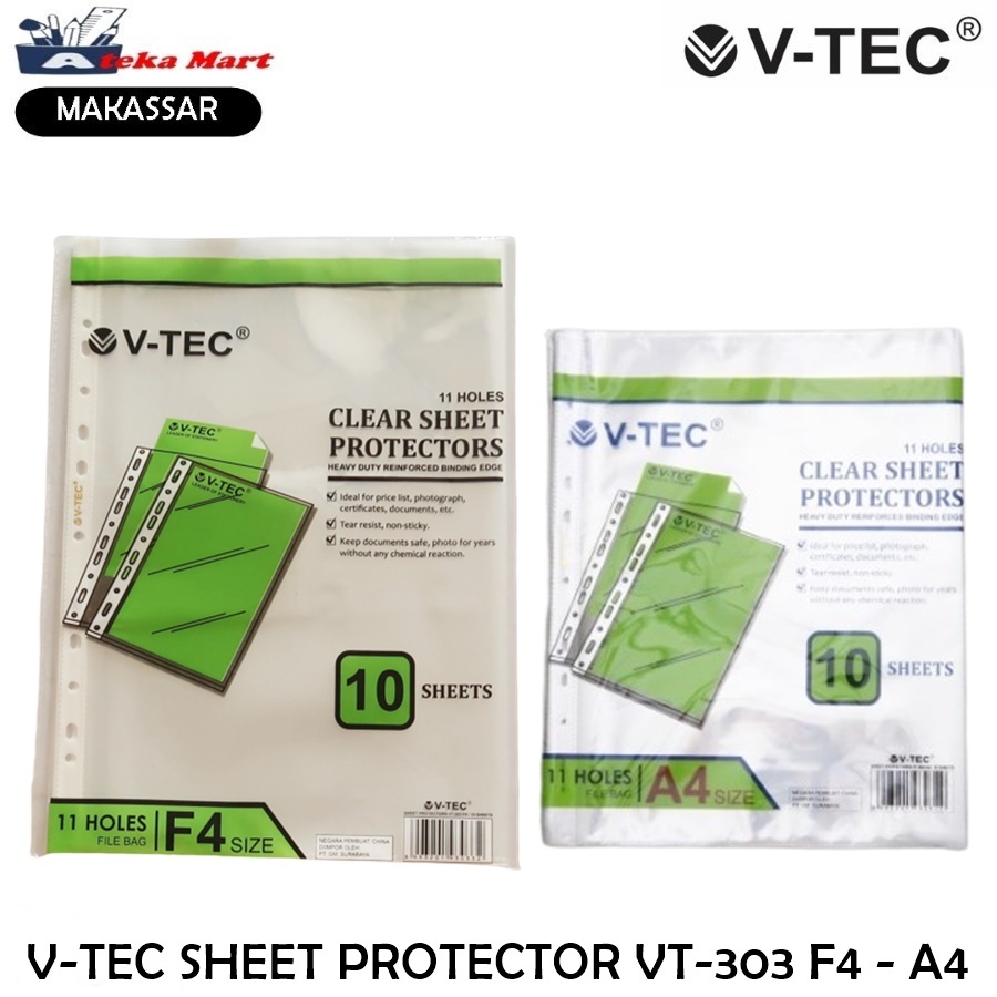 Jual [PAK/10LEMBAR ] V-TEC SHEET PROTECTOR F4 VT-303/A4 VT-303/F4 | Shopee Indonesia