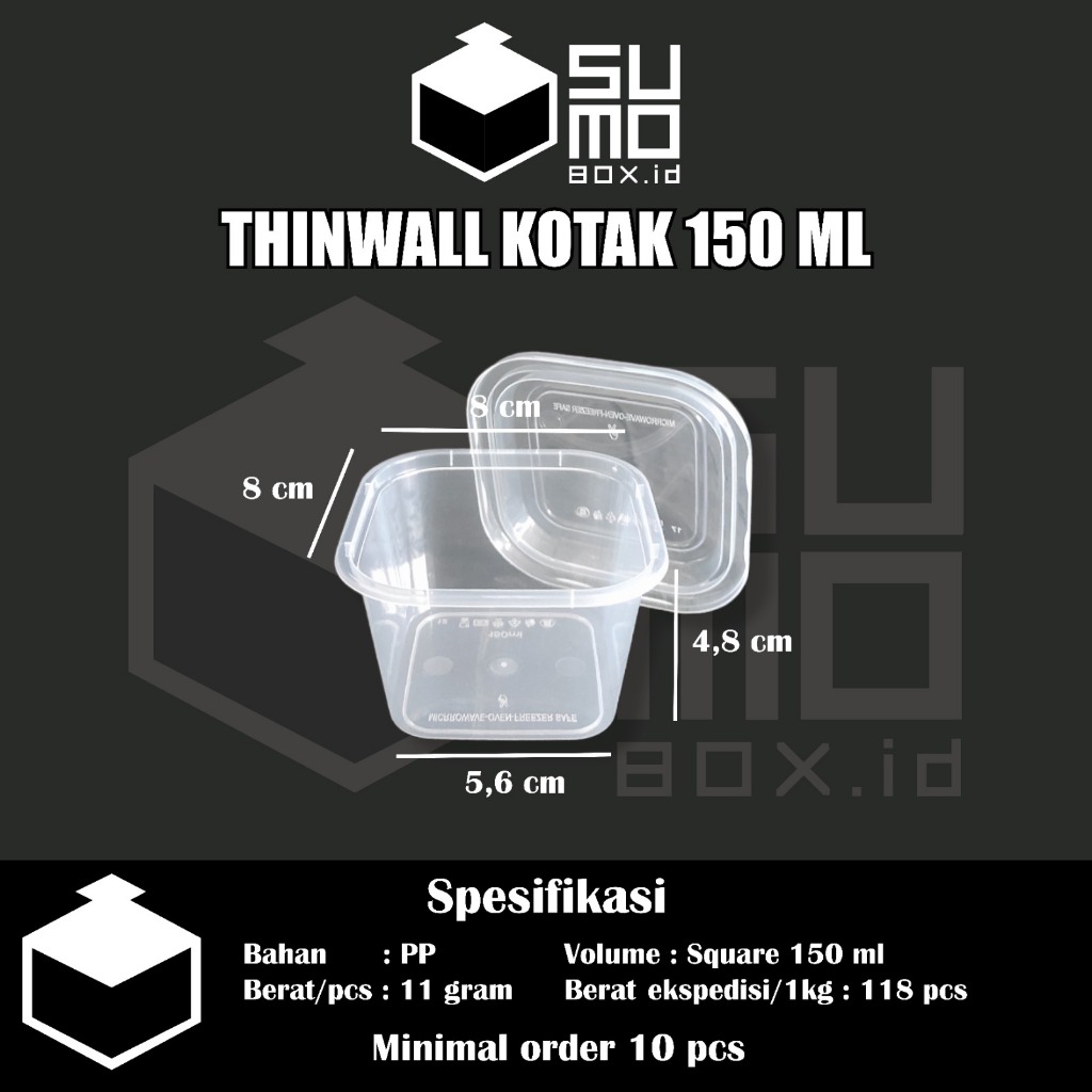 Jual Thinwall SQUARE 150ml / Kotak Plastik Kecil Wadah Dessert Puding ...