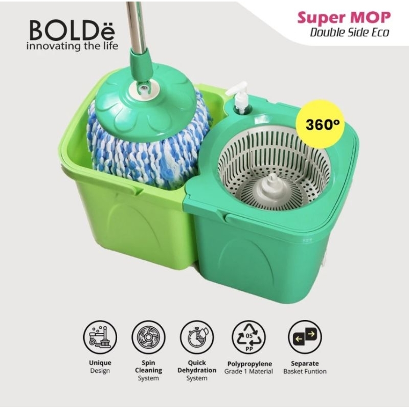 Jual Alat Pel Supermop BOLDe DOUBLE SIDE ECO Alat Pel Lantai Otomatis Super Mop | Shopee Indonesia