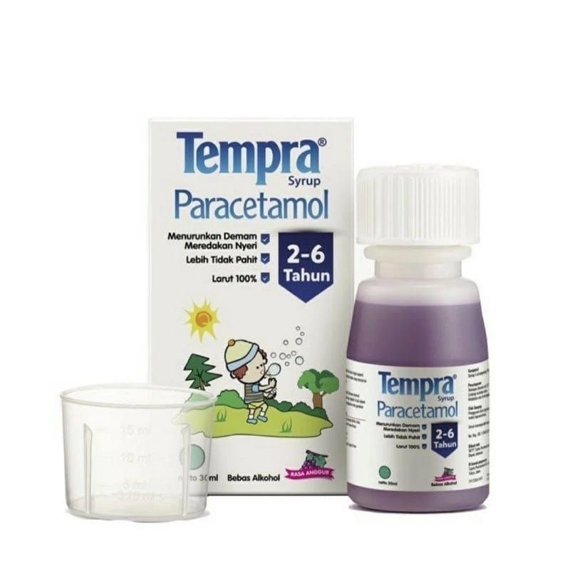 Jual Tempra Syrup Paracetamol 2-6 Tahun Rasa Anggur 30ml / 60ml / 100ml ...