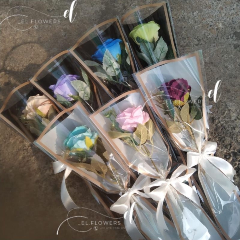 Jual single rose | buket 1 tangkai bunga mawar cocok untuk hadiah valentine , hari guru , hari ...