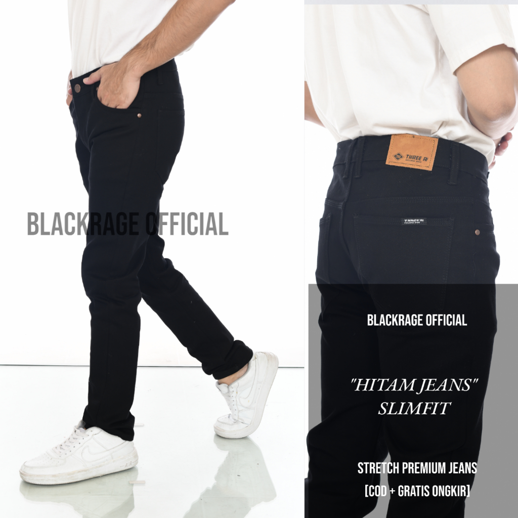 Jual Celana Jeans Pria Slim Fit Stretch Melar Hitam Pekat Polos Gelap ...