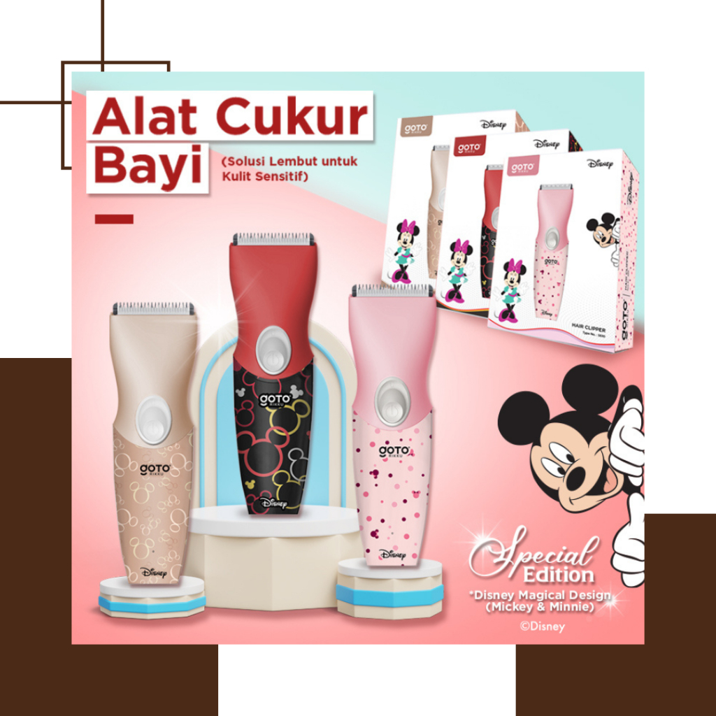 Jual Goto Rikku X Disney Minnie Mickey Hair Clipper Alat Cukur Rambut ...
