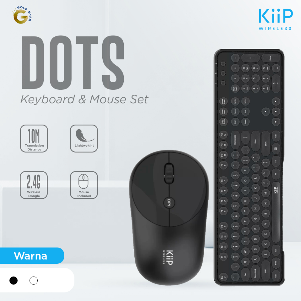Jual KiiP Wireless DOTS Keyboard Mouse Set Wireless 2.4G | Shopee Indonesia