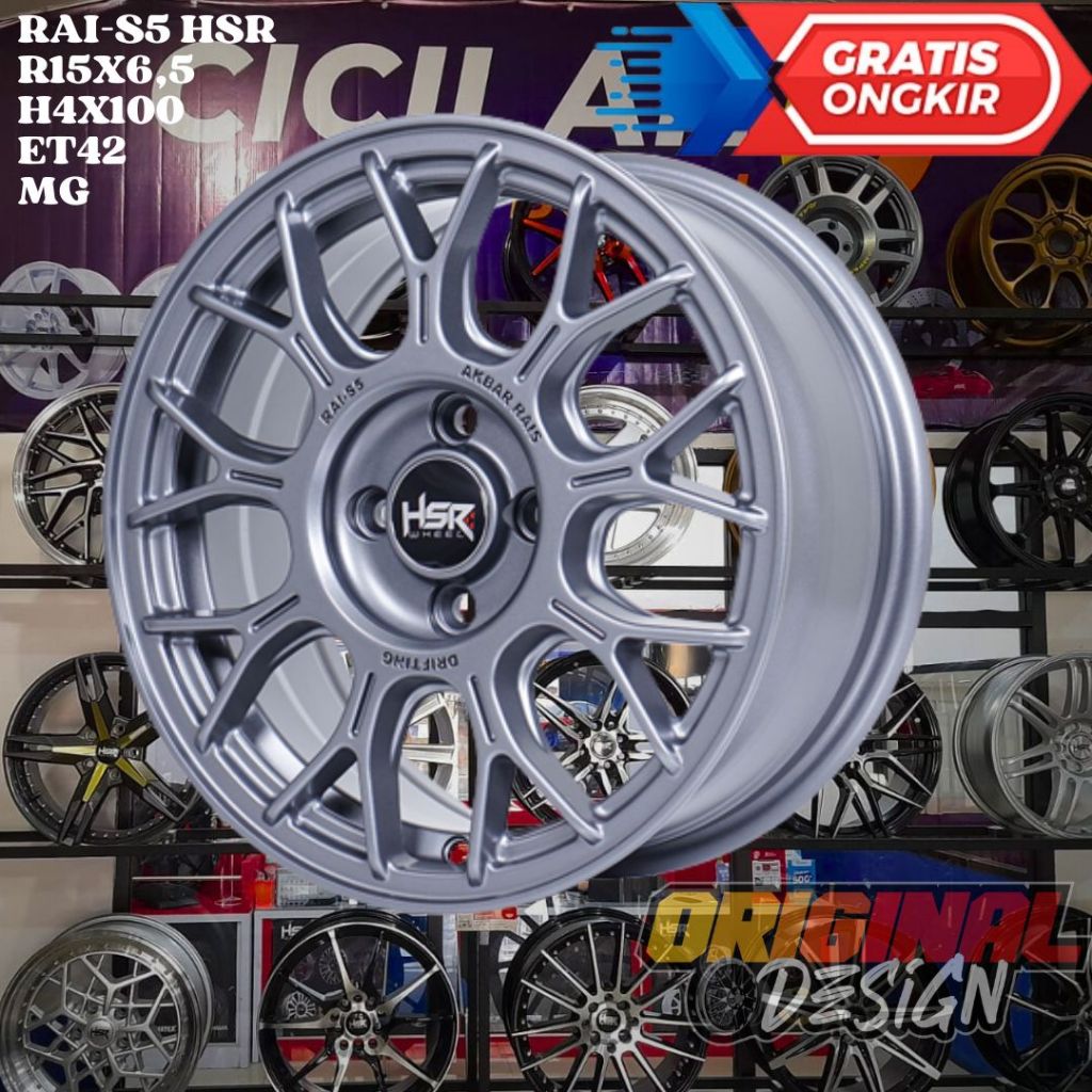 Jual Velg Mobil BRIO , AGYA , DATSUN , KARIMUN , HSR RAI S5 Ring 15 R15 GREY | Shopee Indonesia