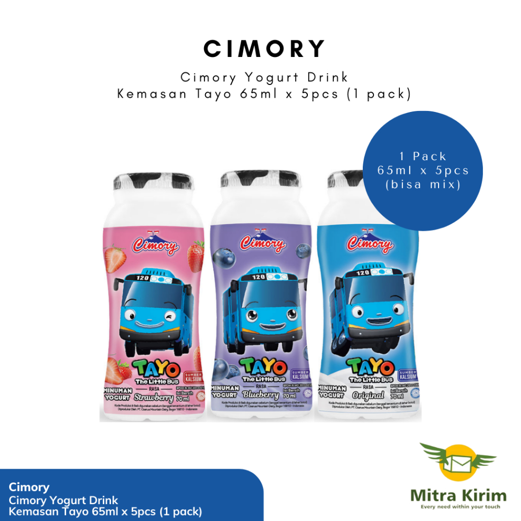 Jual Cimory Yogurt Drink Strawberry/Blueberry/Original Kemasan Tayo 65ml x 5pcs (1pack) | Shopee ...