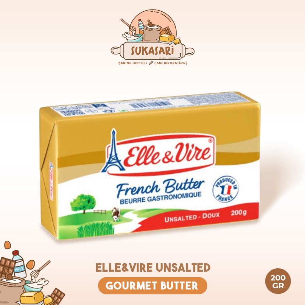 Jual Sukasari - Elle & Vire Unsalted, Salted Butter 200gr / Gourmet ...