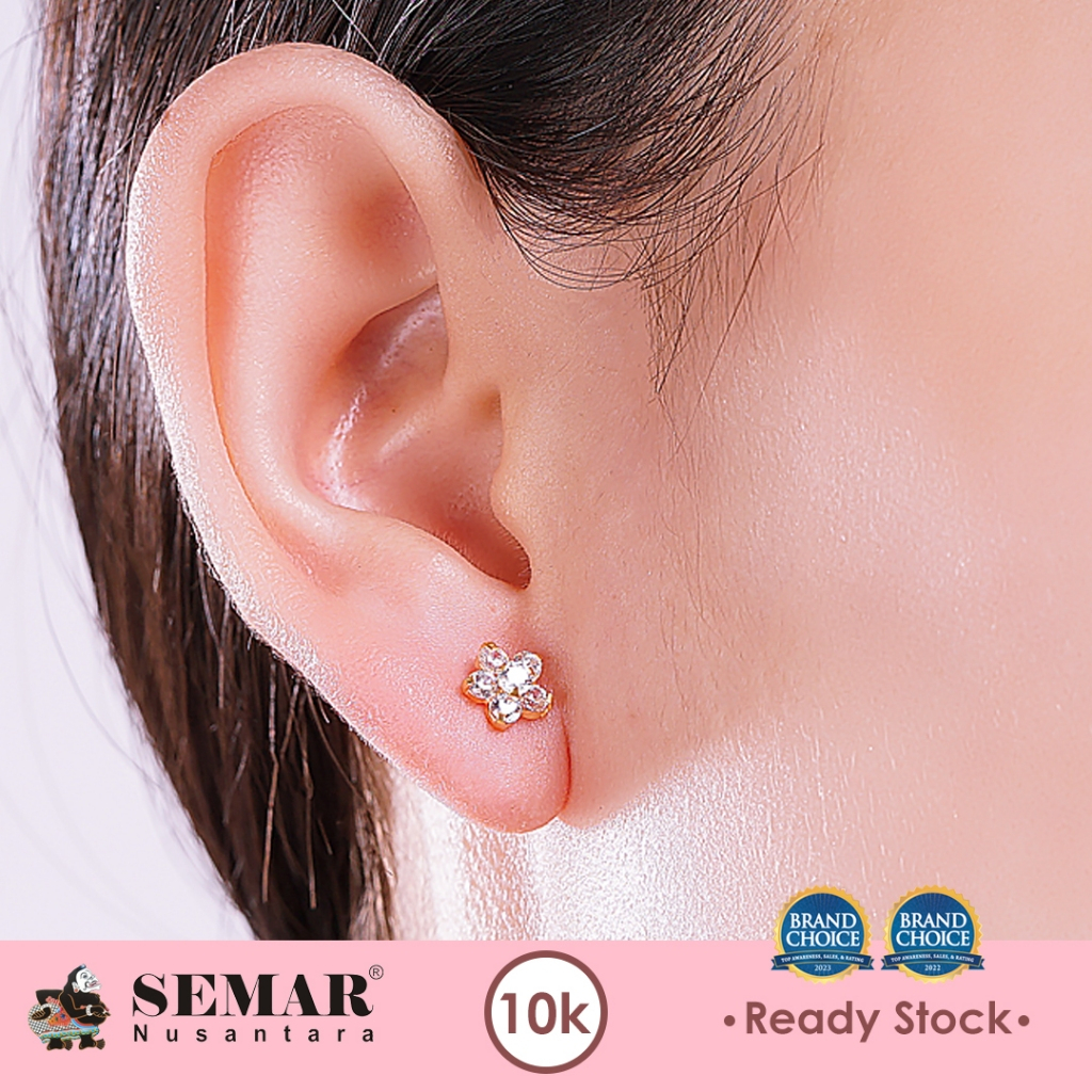 Jual Anting Emas Tindik Natural Rose Flower Gold 10K Semar Nusantara ...