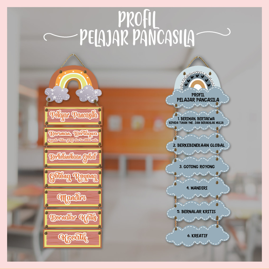 Jual Hiasan Dinding Kelas Poster Profil Pelajar Pancasila Gantung 7susun aesthetic | Shopee ...