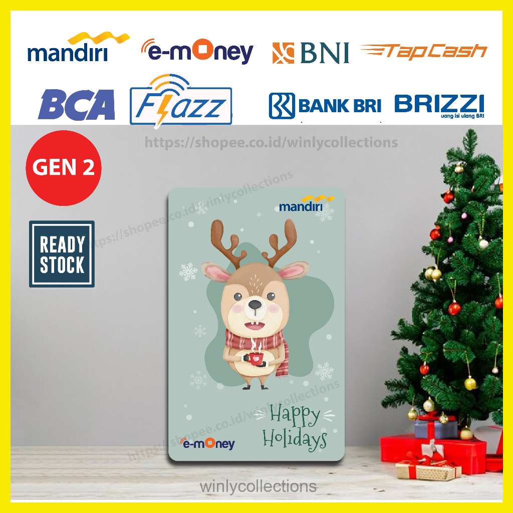 Jual KARTU EMONEY ETOLL CHRISTMAS CUTE RUSA REINDEER NATAL HOLIDAY WINTER E MONEY ETOLL MANDIRI ...