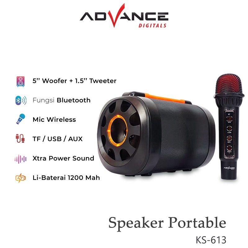 Jual Advance Speaker Bluetooth Karaoke Portable KS 613 / KS613 | Shopee Indonesia