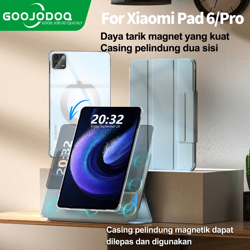 Jual Goojodoq For Xiaomi pad 6/6Pro case magnetic 720° rotation Xiaomi tablet 6 casing ...