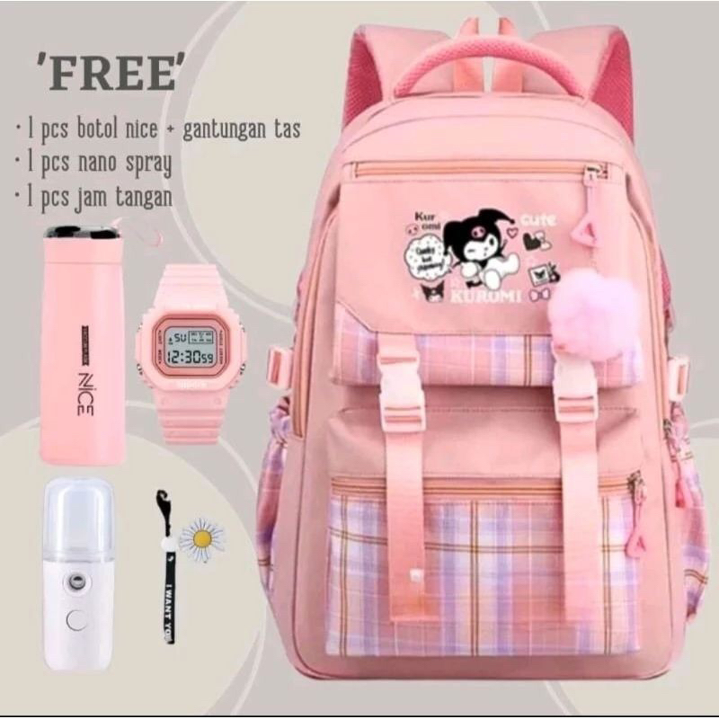 Jual IZROOM - Tas Ransel KUROMI SANR1O Tas sekolah Gadis Remaja Tas Punggung backpack ransel ...