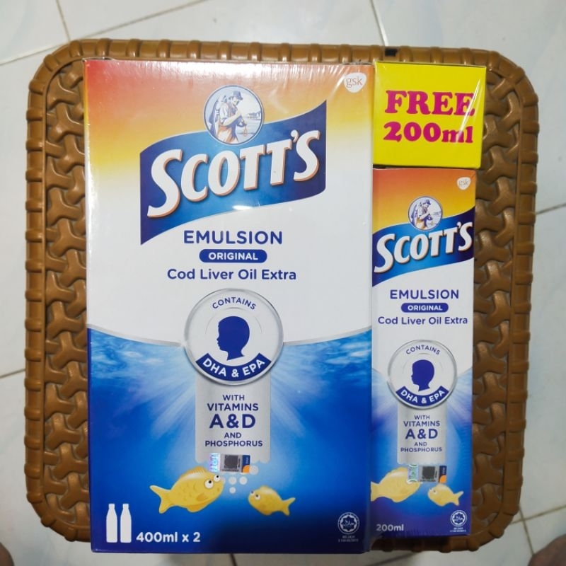 Jual Scott's Emulsion Putih Original Malaysia (400ml x 2 | Free 200ml ...