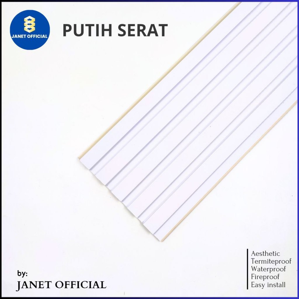Jual WPC Wall Panel WARNA PUTIH SERAT 3 meter 300cm X 15.5cm X 1cm ...