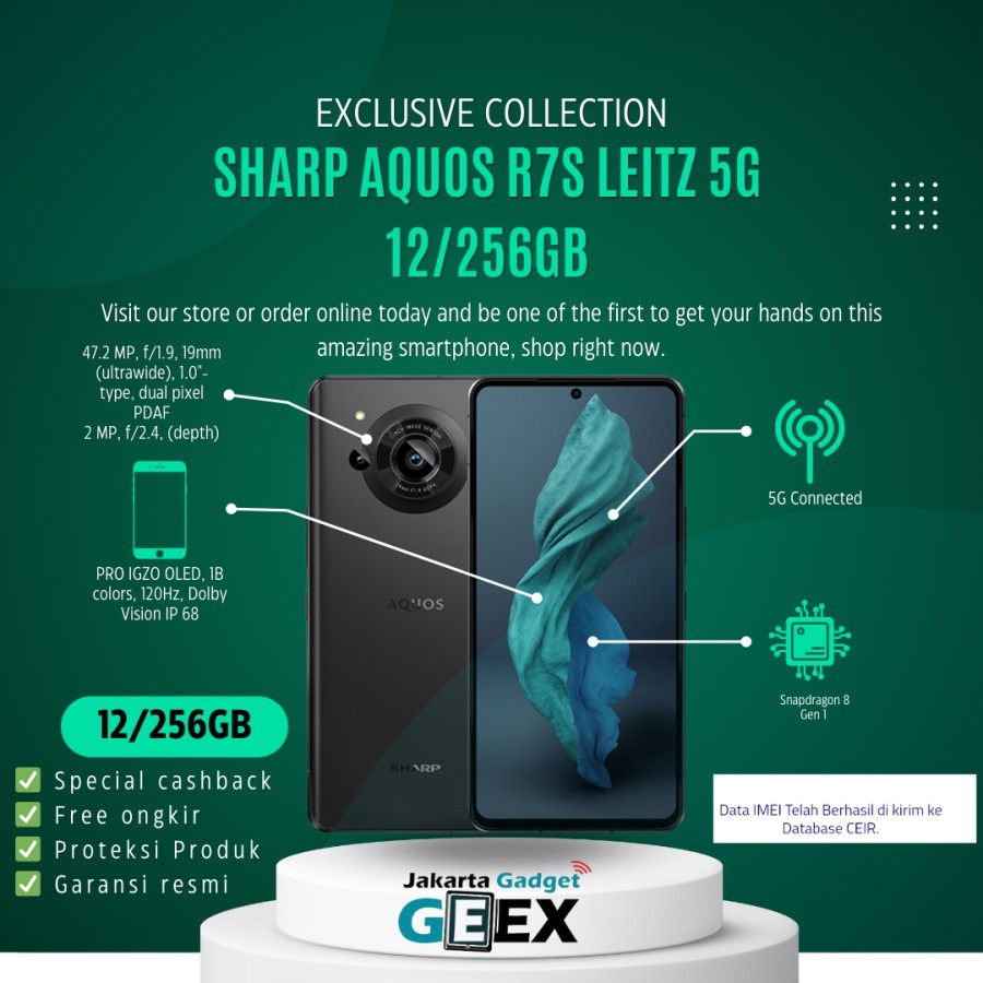 Jual Sharp Aquos R7s 5G 12GB 256GB Black Garansi resmi Sharp indo ...