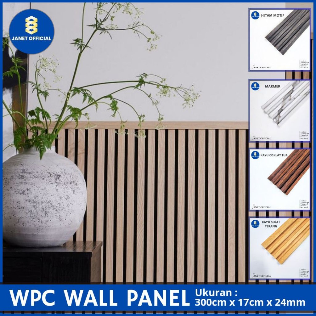 Jual WPC Wall Panel 3 meter 300cm X 17cm X 2.4cm | pvc Wallpanel Wood Panel Panel Dinding Janet ...