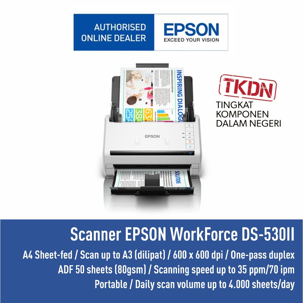 Jual Scanner Epson DS-530II DS530II DS-530 II DS530 II DS 530 II ...