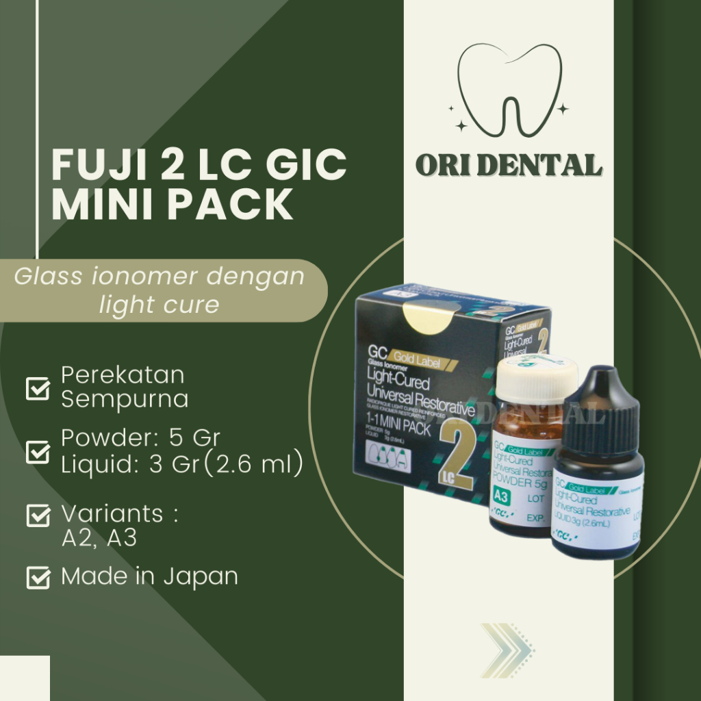 Jual GC Fuji 2 LC Gold Label GIC Mini Pack. Light Cured Universal ...