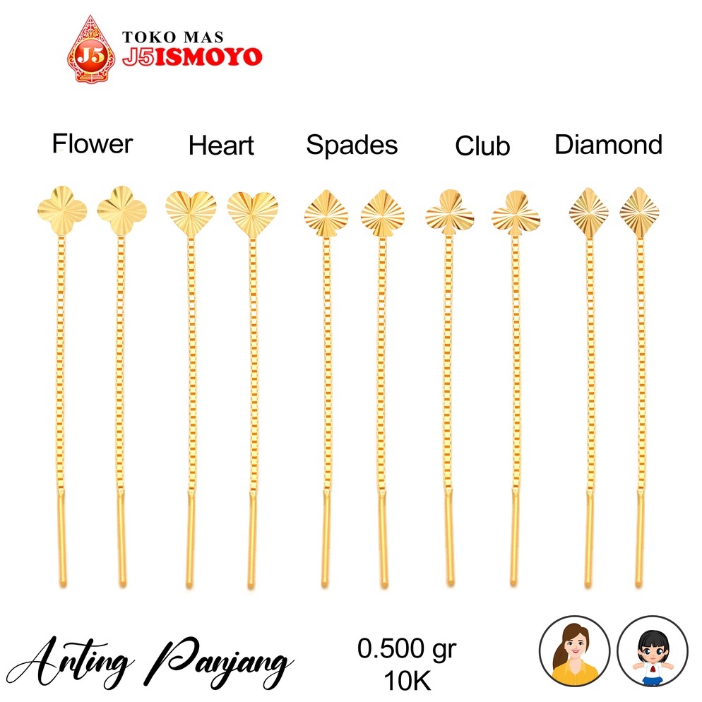 Jual IdOo5O9 Anting Emas Panjang 10 Karat Simple Ayya J5 Ismoyo ...