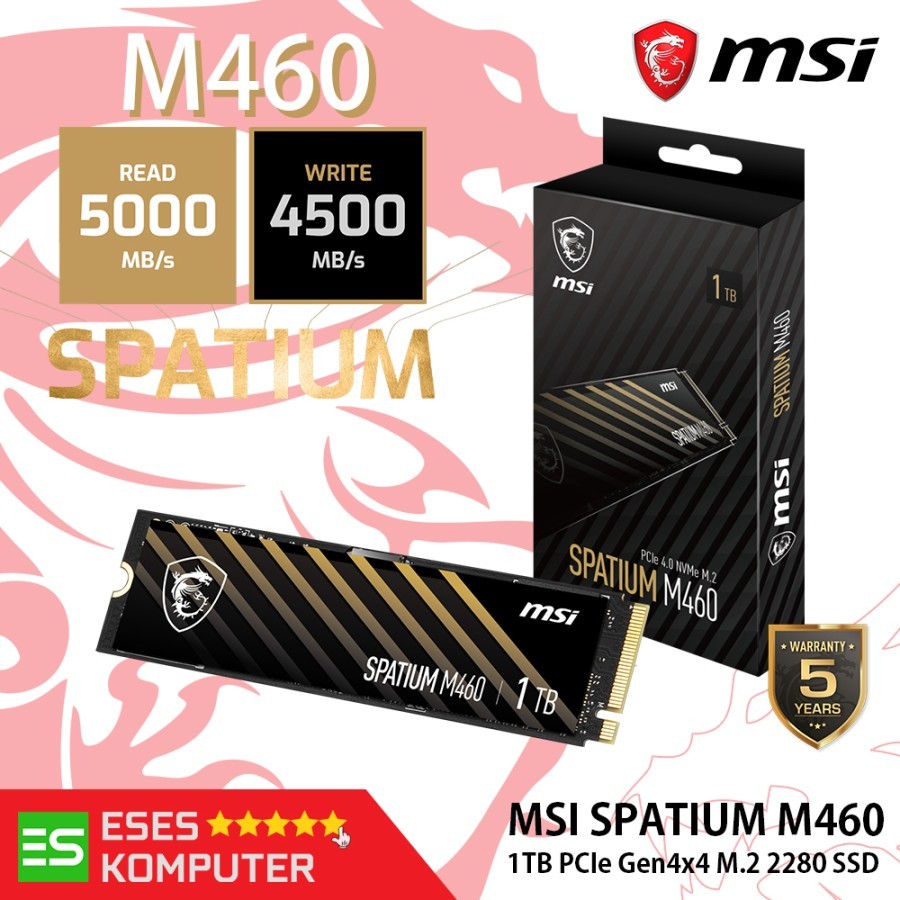 Jual SSD MSI SPATIUM M460 1TB PCIe 4.0 Gen4x4 NVMe M.2 2280 | Shopee Indonesia