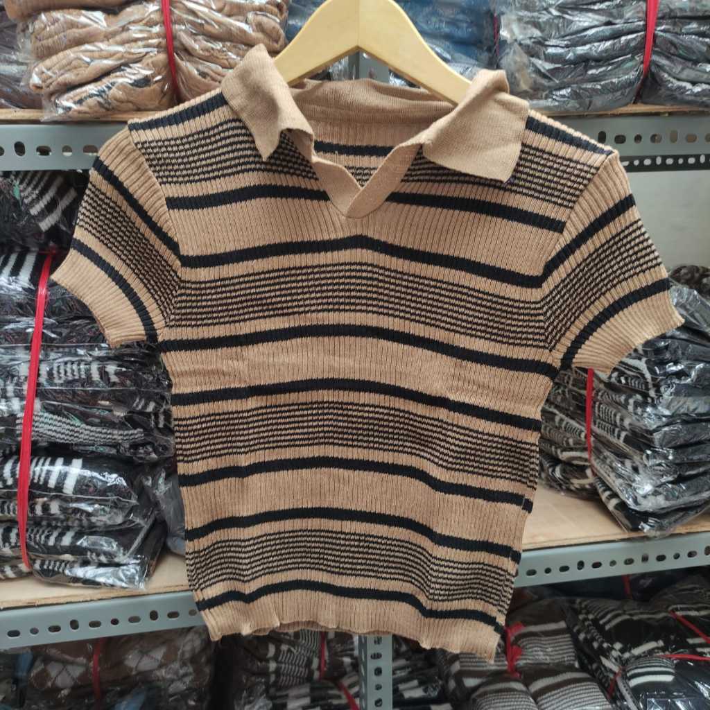 Jual Atasan Rajut Kerah Crop Lisaii/Crop Top Rajut | Shopee Indonesia